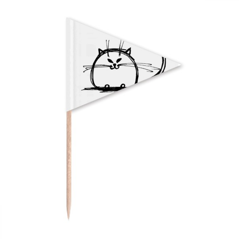 Curly Heavy Cat Sle Sit Line Toothpick Triangle Cupcake Toppers Flag ...