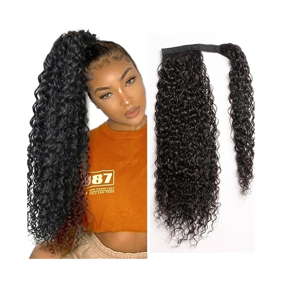 Curly Human Hair Ponytail Wrap Around Ponytail Extension 8-26 Inch Long ...