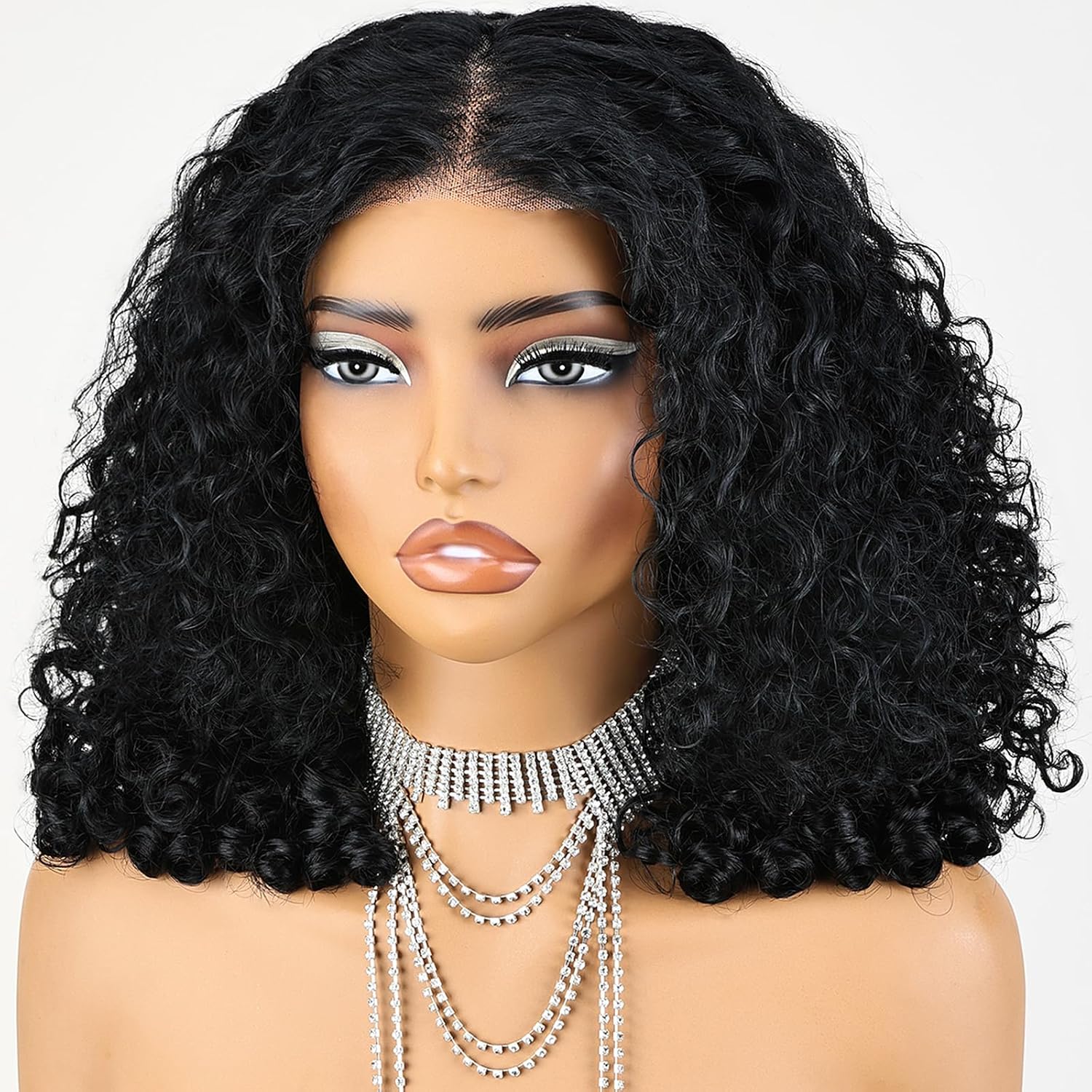 Curly Human Hair Wig 13x4 Lace Front Wigs with Spiral Curls End 180 ...