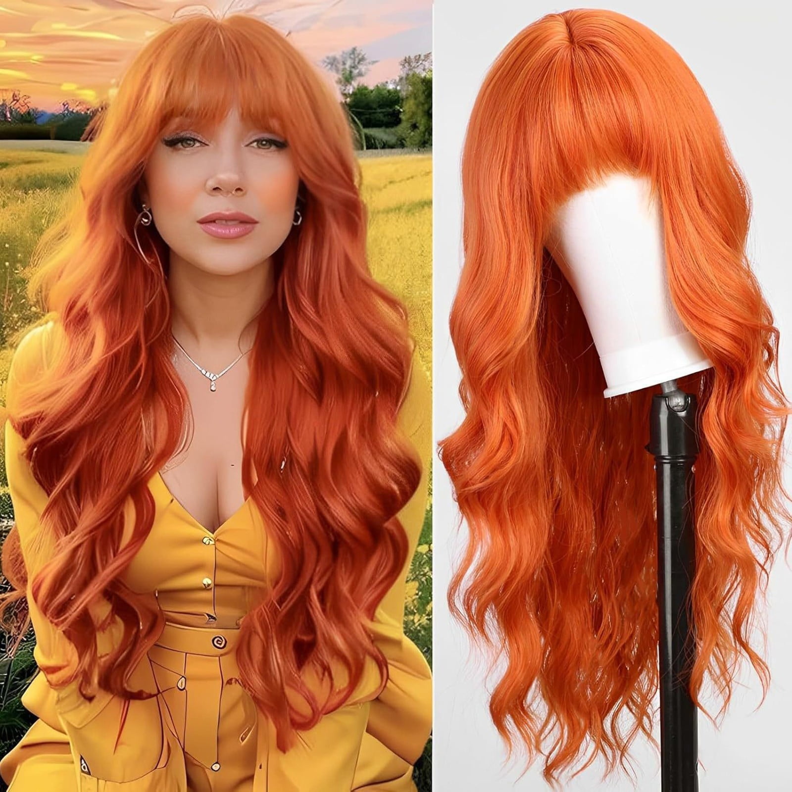 Curly Human Hair Wig Women's Change Long Curly Hair Fiber Headgear ...