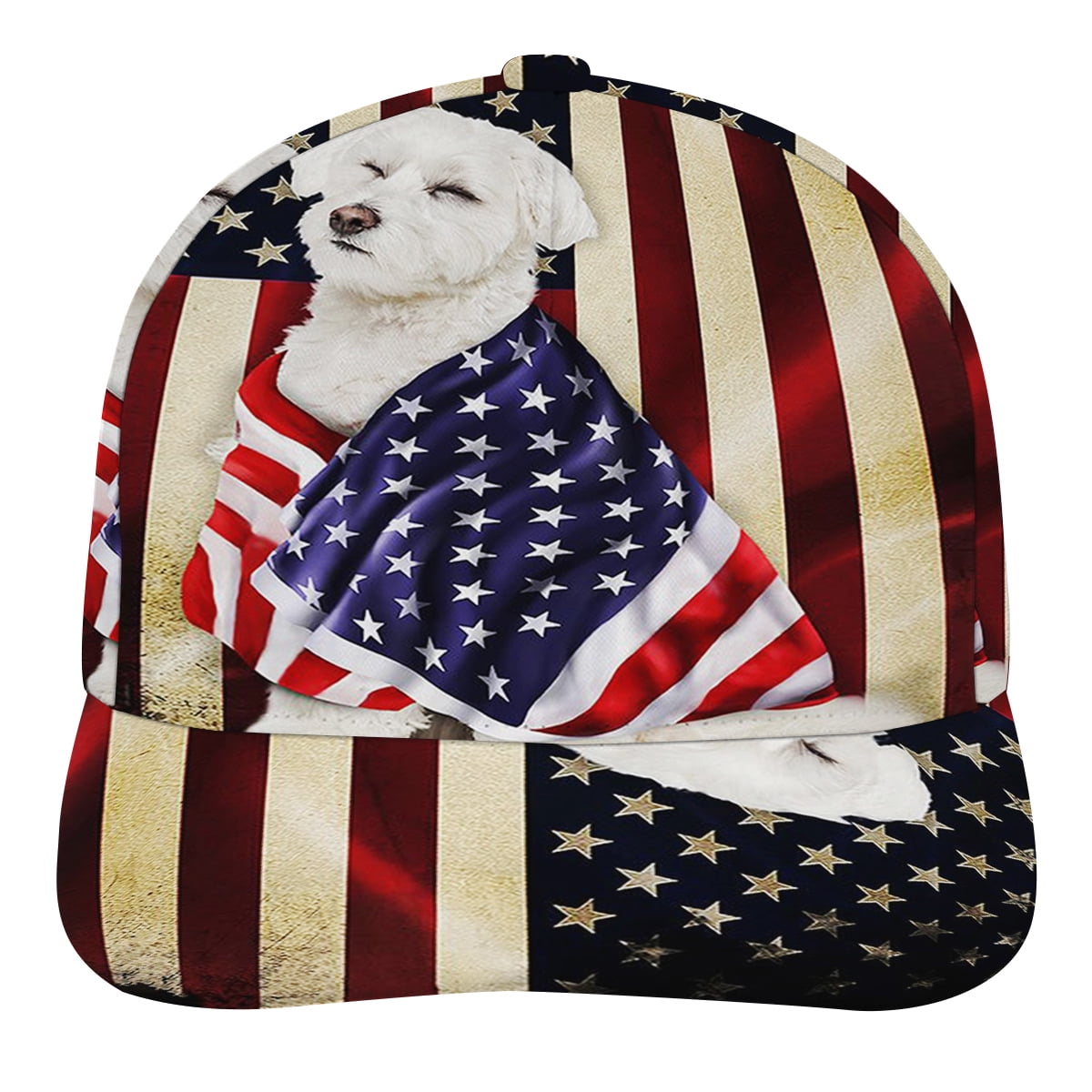 Curly Maltese American flag Patriot baseball cap hat - Walmart.com