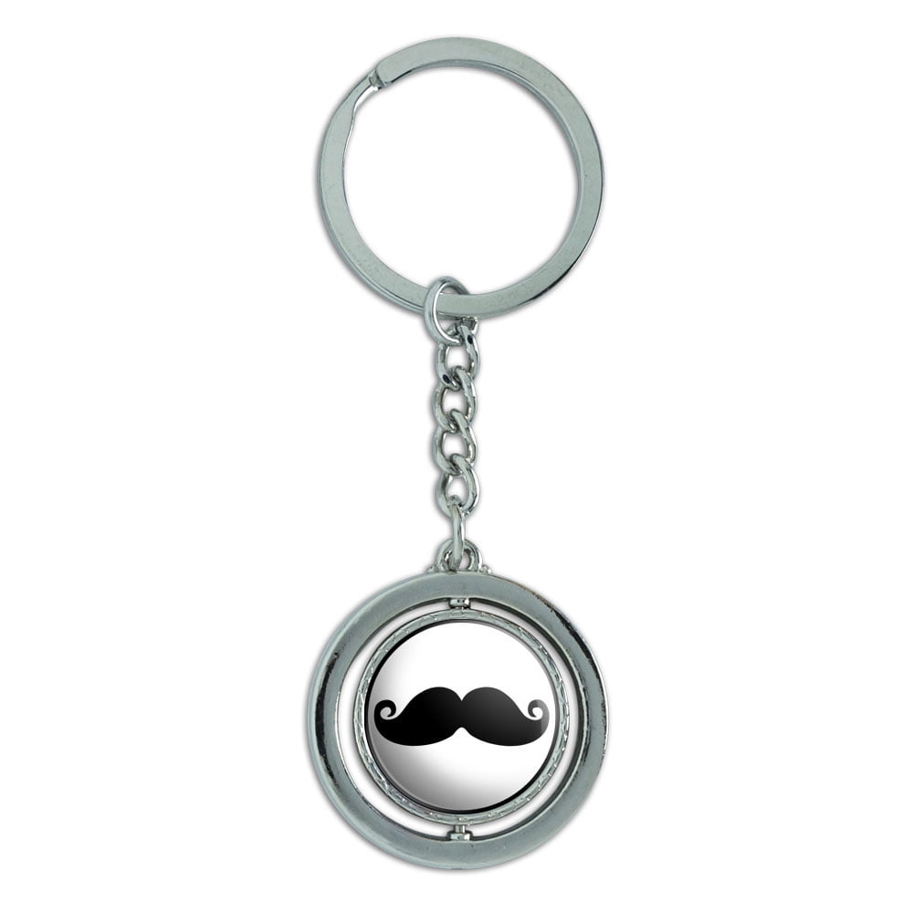 Curly Mustache Funny Spinning Circle Metal Keychain - Walmart.com