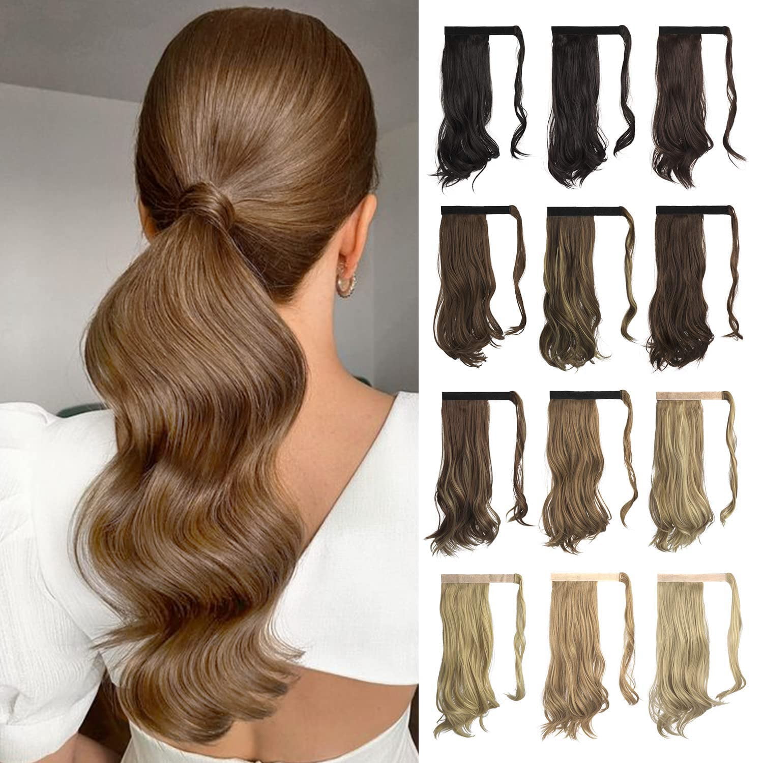 Curly Ponytail Extension 15 Inch Heat Resistant Synthetic Natural Wavy ...