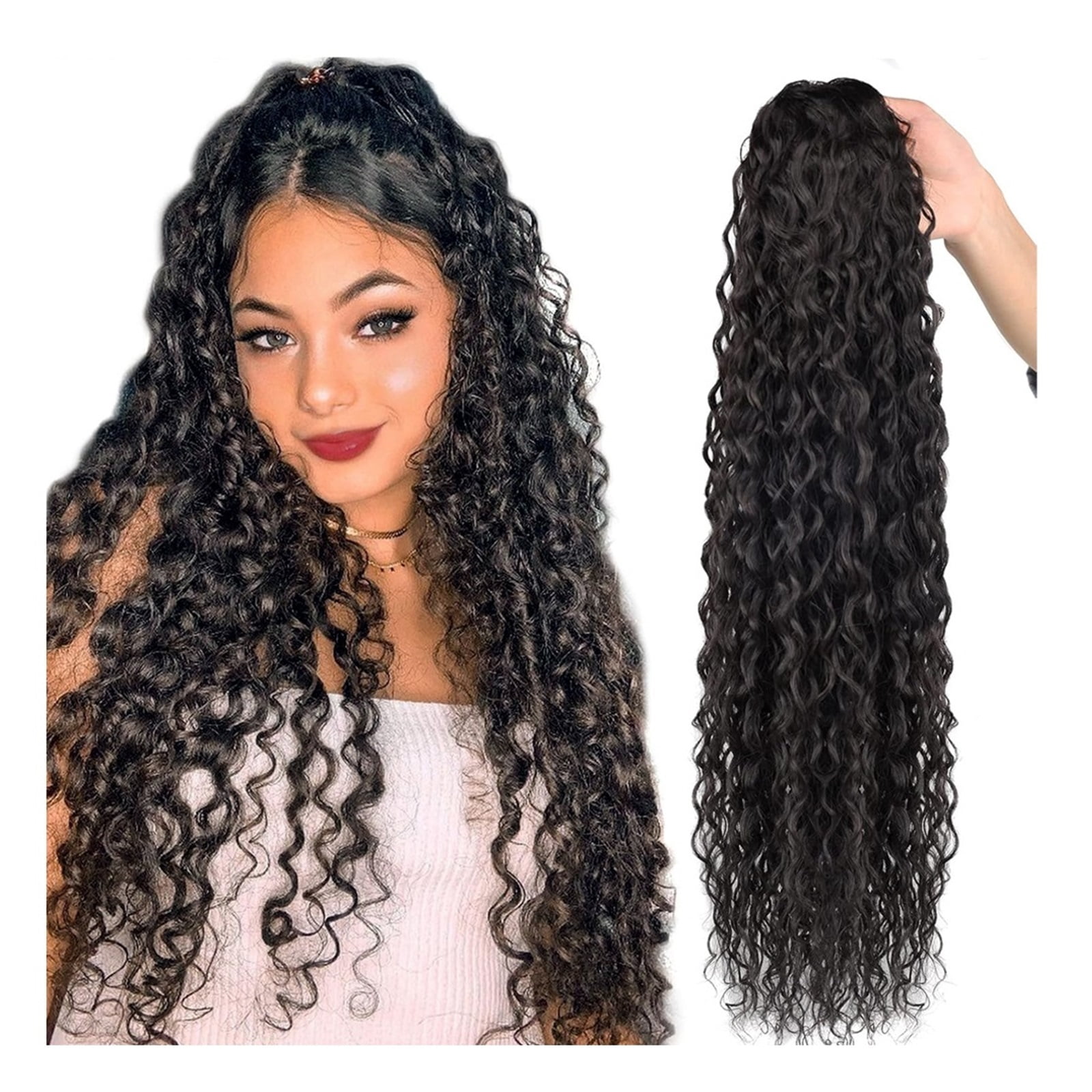 Curly Ponytail Extensions Clip in Drawstring Ponytail Wig Human Hair ...