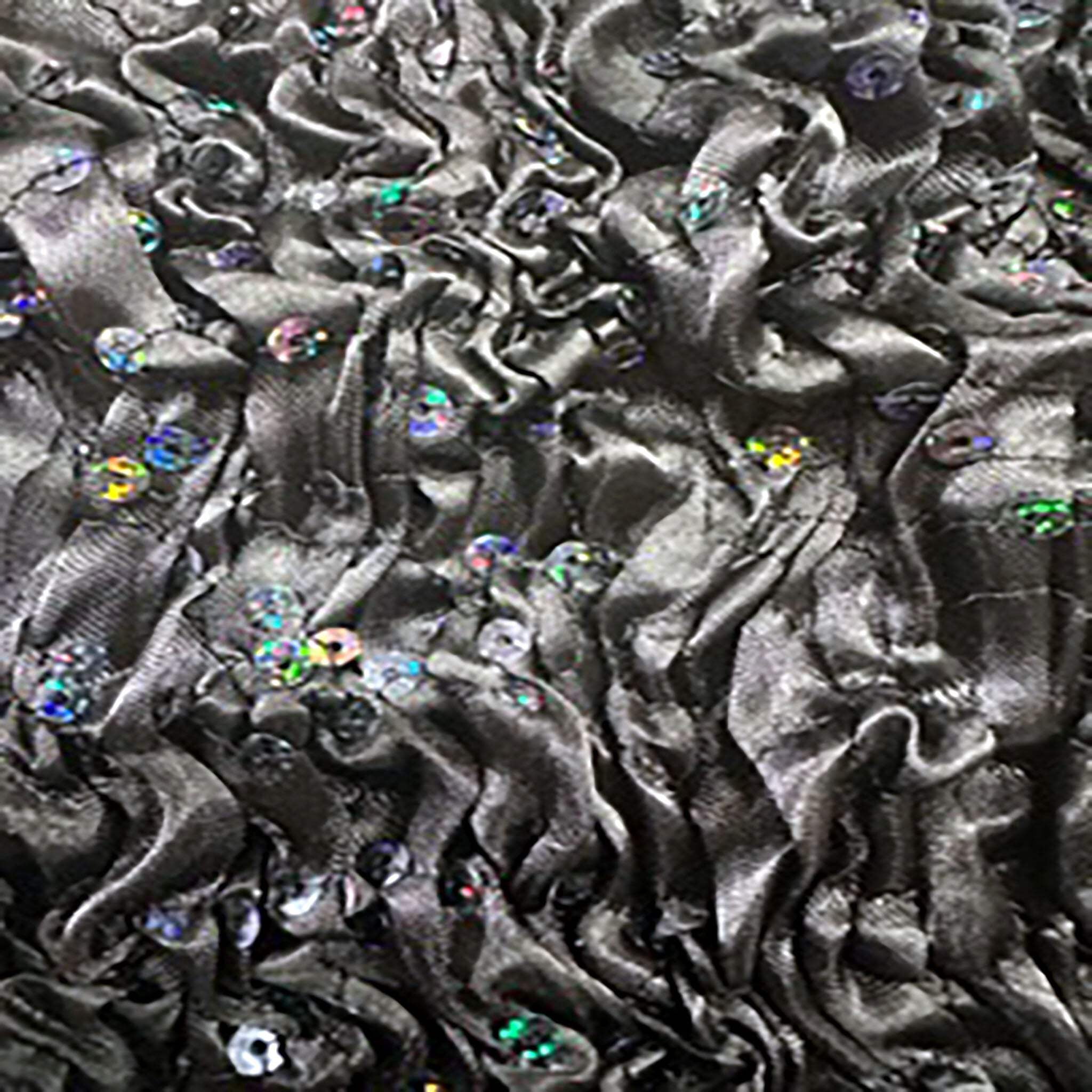 Curly Satin Mechanical Stretch Fabric With Hologram Sewed Sequin ...