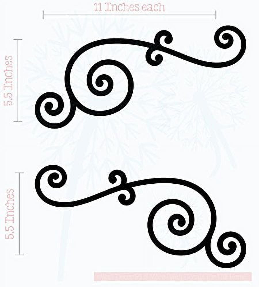 Curly Swirls 2pc Wall Art Decals Vinyl Stickers Home Décor 11x5.5-inch ...