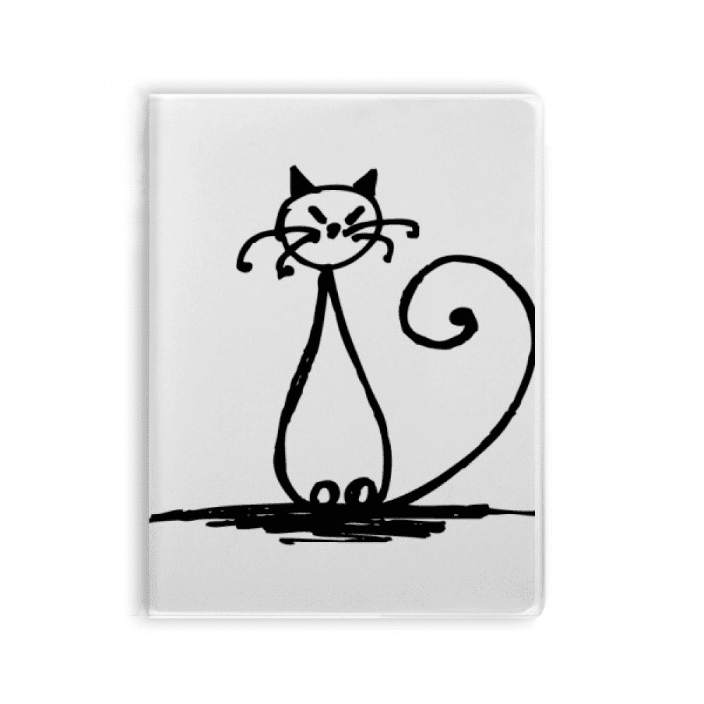 Curly Tail Cat Sle Sit Line Notebook Gum Cover Diary Soft Cover Journal ...