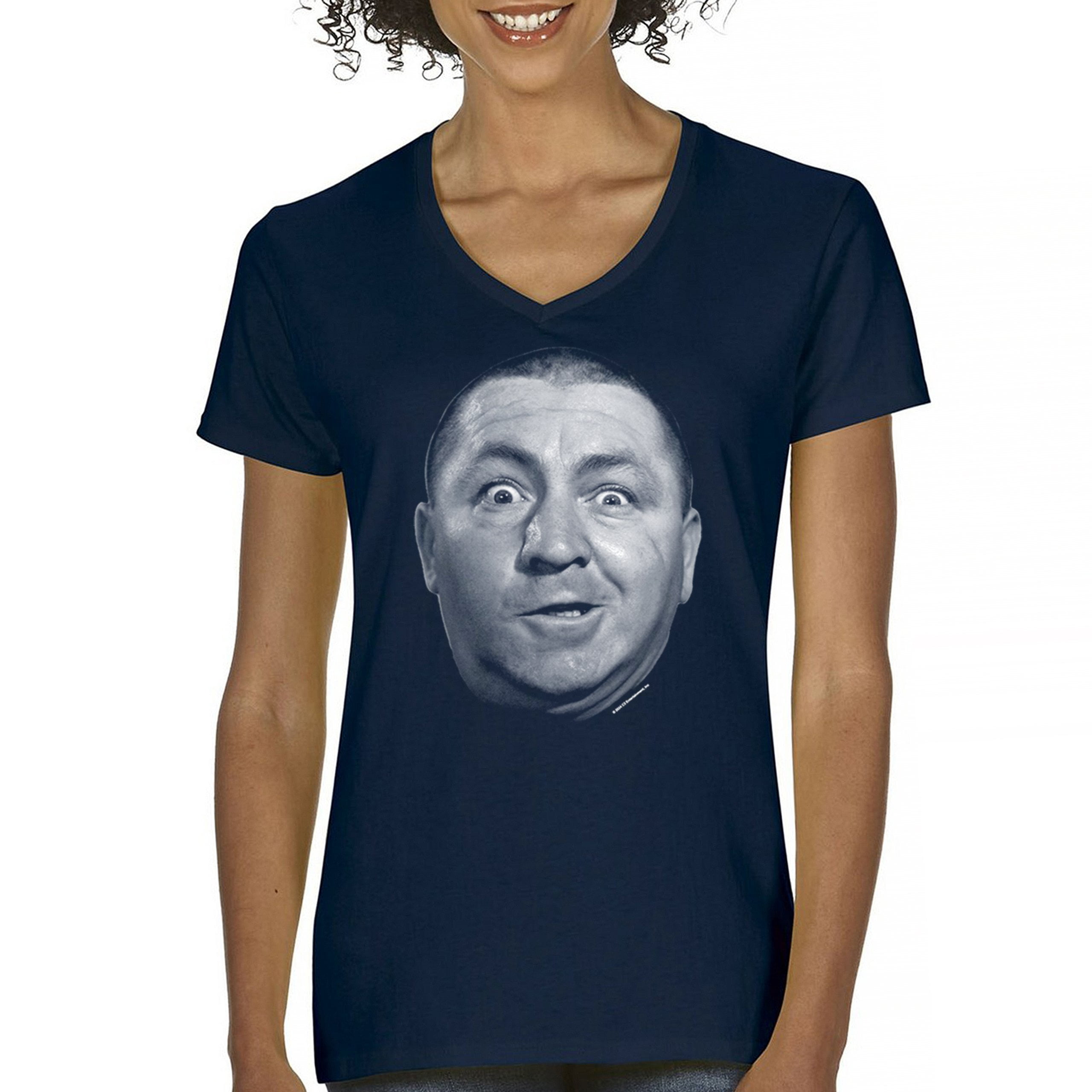 Curly The Three Stooges Women's V-Neck T-shirt Funny 3 Wise Guys Retro ...