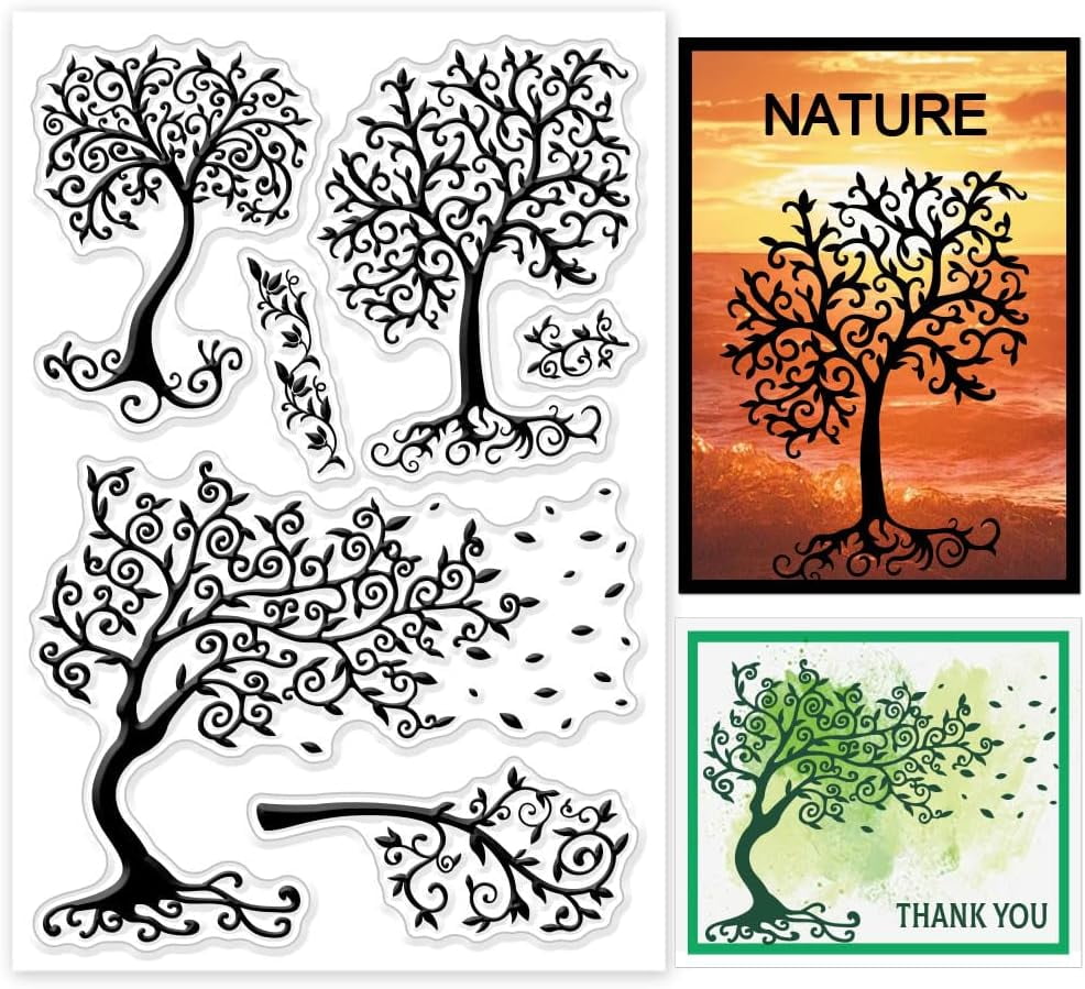 Curly Tree Clear Stamps for DIY Scrapbooking Abstract Element Silicone ...