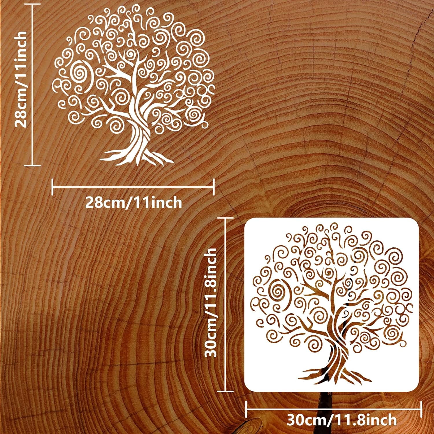Curly Tree of Life Painting Stencil 11.8x11.8inch Reusable Life Tree ...
