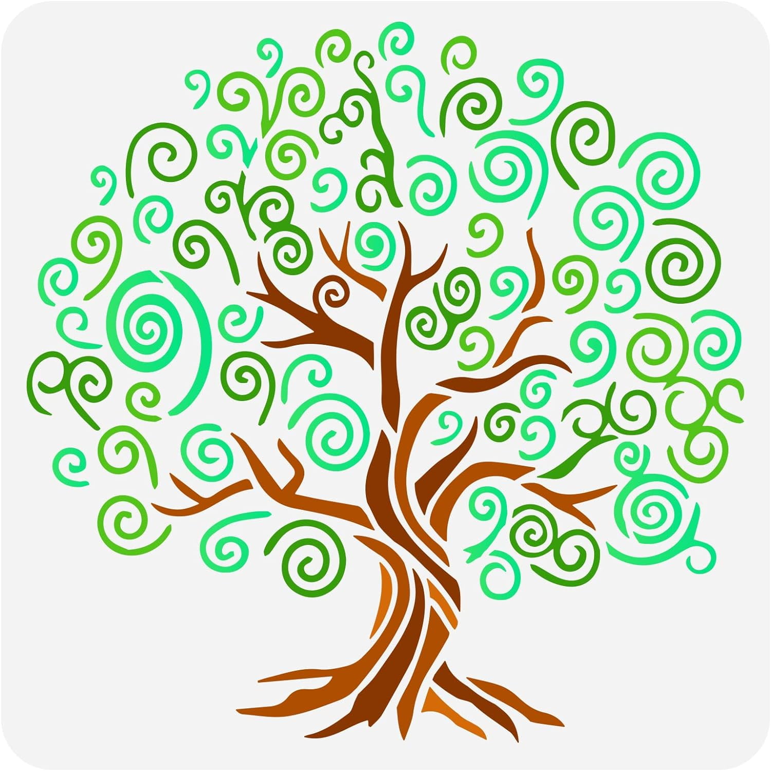 Curly Tree of Life Painting Stencil 11.8x11.8inch Reusable Life Tree ...