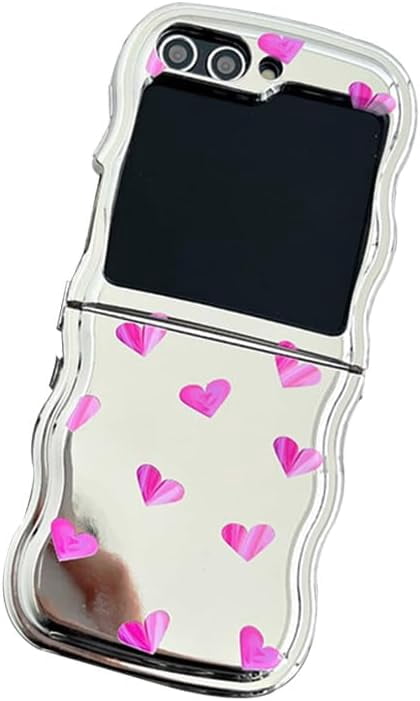 Curly Wave Frame Case for Galaxy Z Flip 5 Cute Mirror Print, Lovely ...