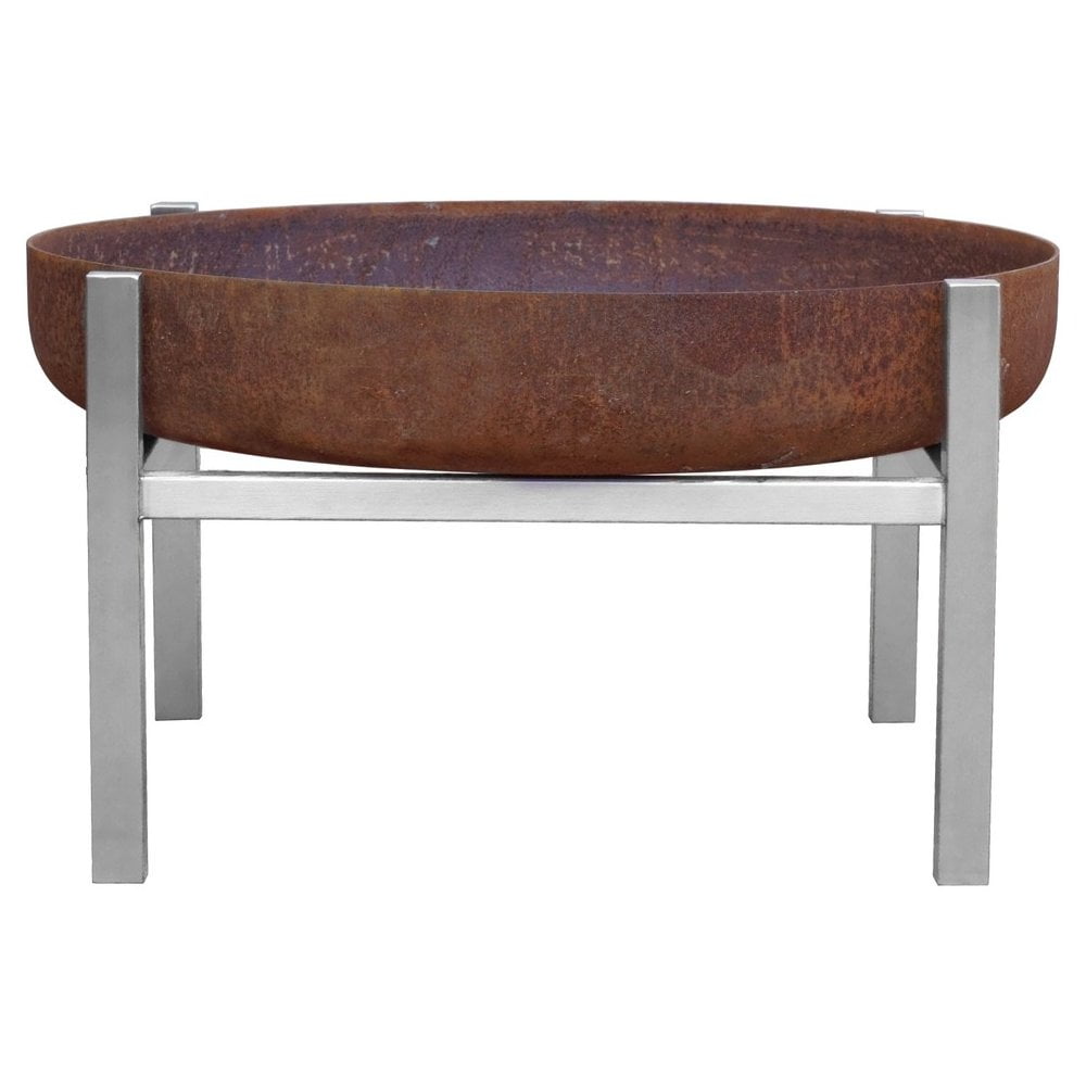 Curonian Parnidis Tall Solid Steel Fire Pit - Modern Round Bowl Design ...