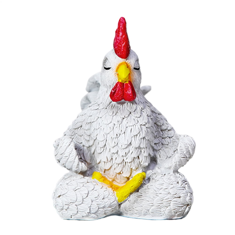 Curpgiee Chicken Figurine Meditation Yoga Rooster Statue Figurine Resin ...