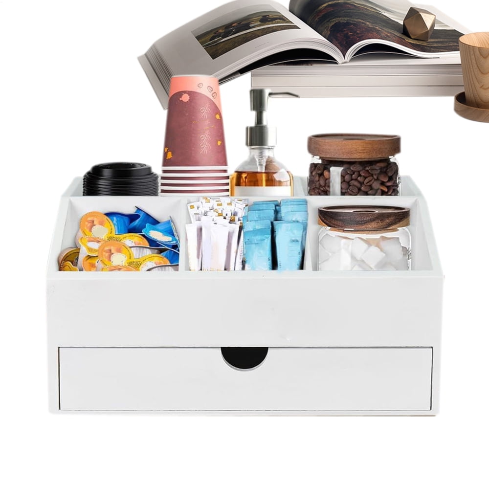 Curpgiee Coffee Counter Organizer Wooden Condiment Holder Multipurpose ...