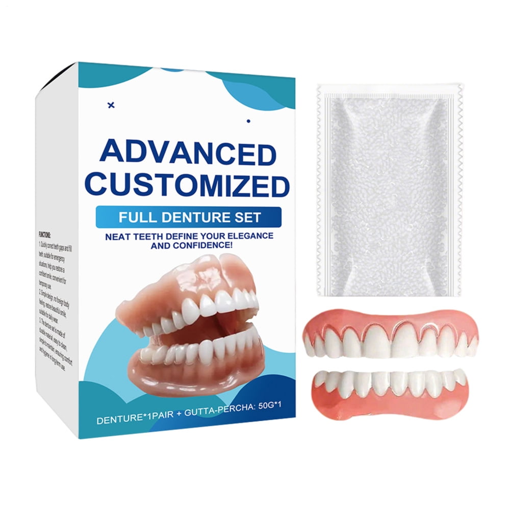 Curpgiee Denture Fake Teeth Upper and Lower Matching Set Dentures ...