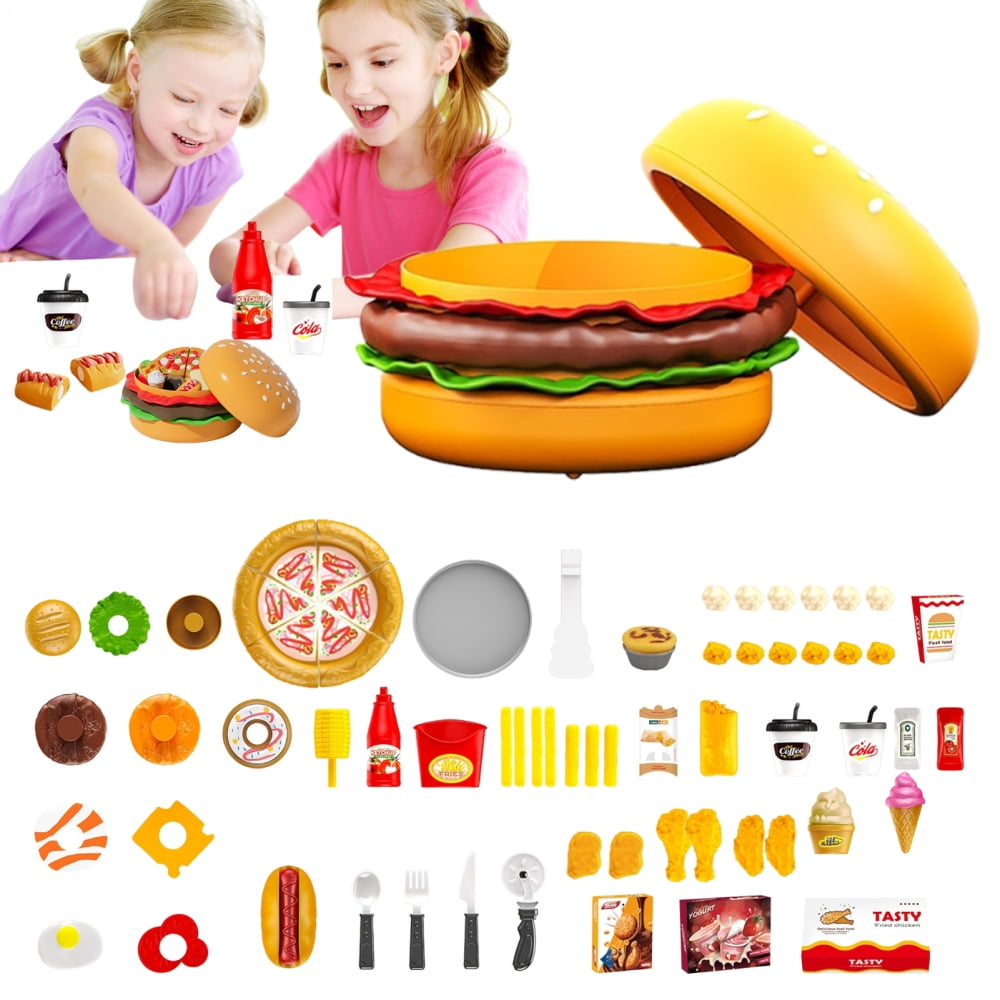 Curpgiee Food Toys Toy Food for Kids Kitchen Set Pretend Big Hamburger ...