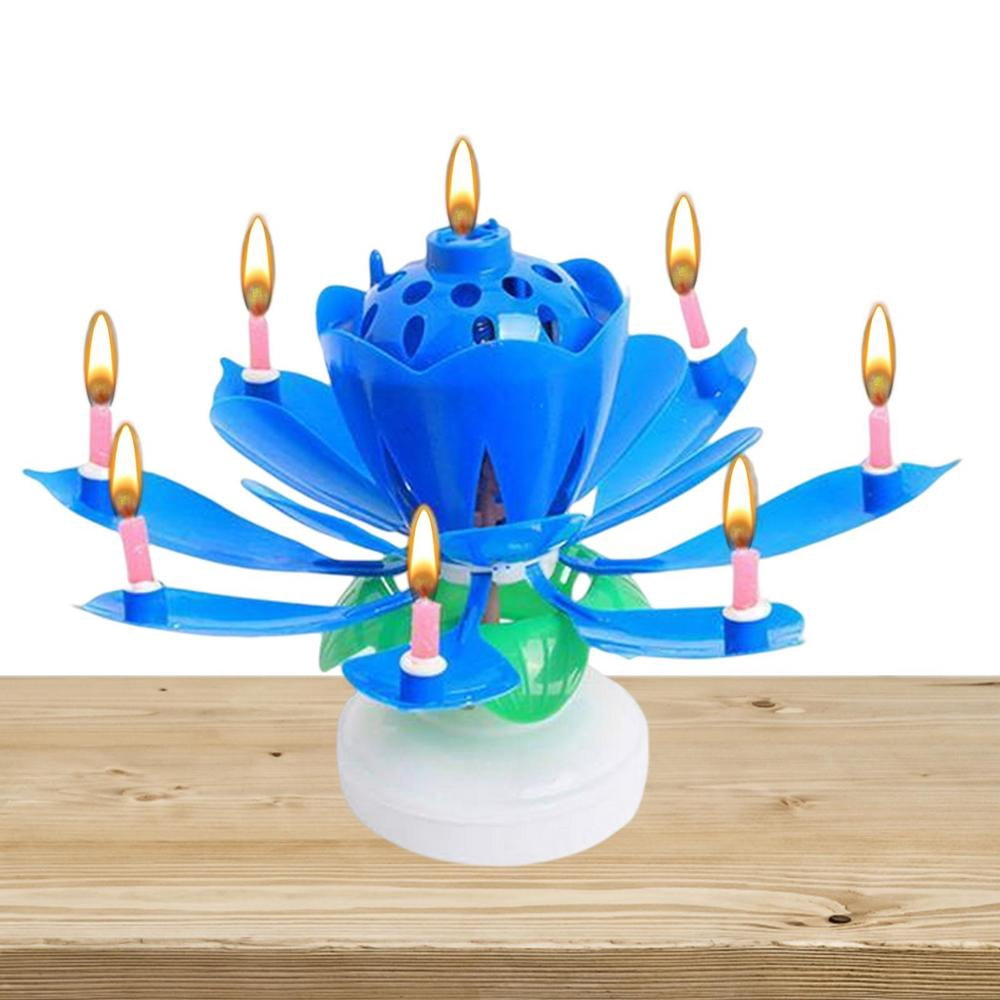 Curpgiee Lotus Candle Birthday Creative Rotating Birthday Candle ...