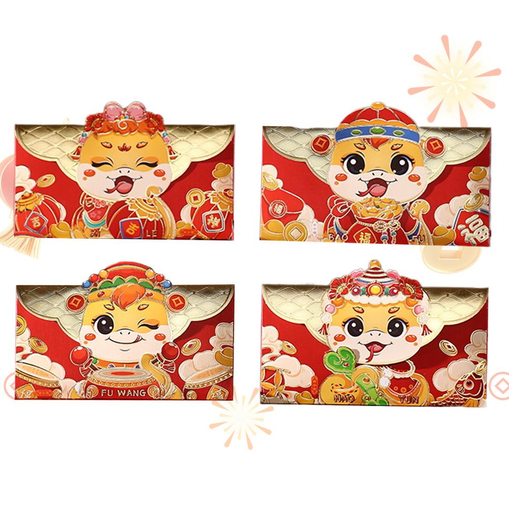 Curpgiee Lunar New Year Red Envelope Pack Of 4 Snake Red Envelopes Red ...