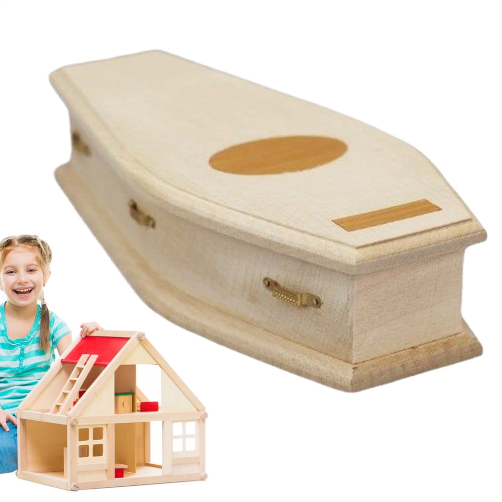 Curpgiee Miniature Coffin Doll House Decoration Furnishings Unfinished ...