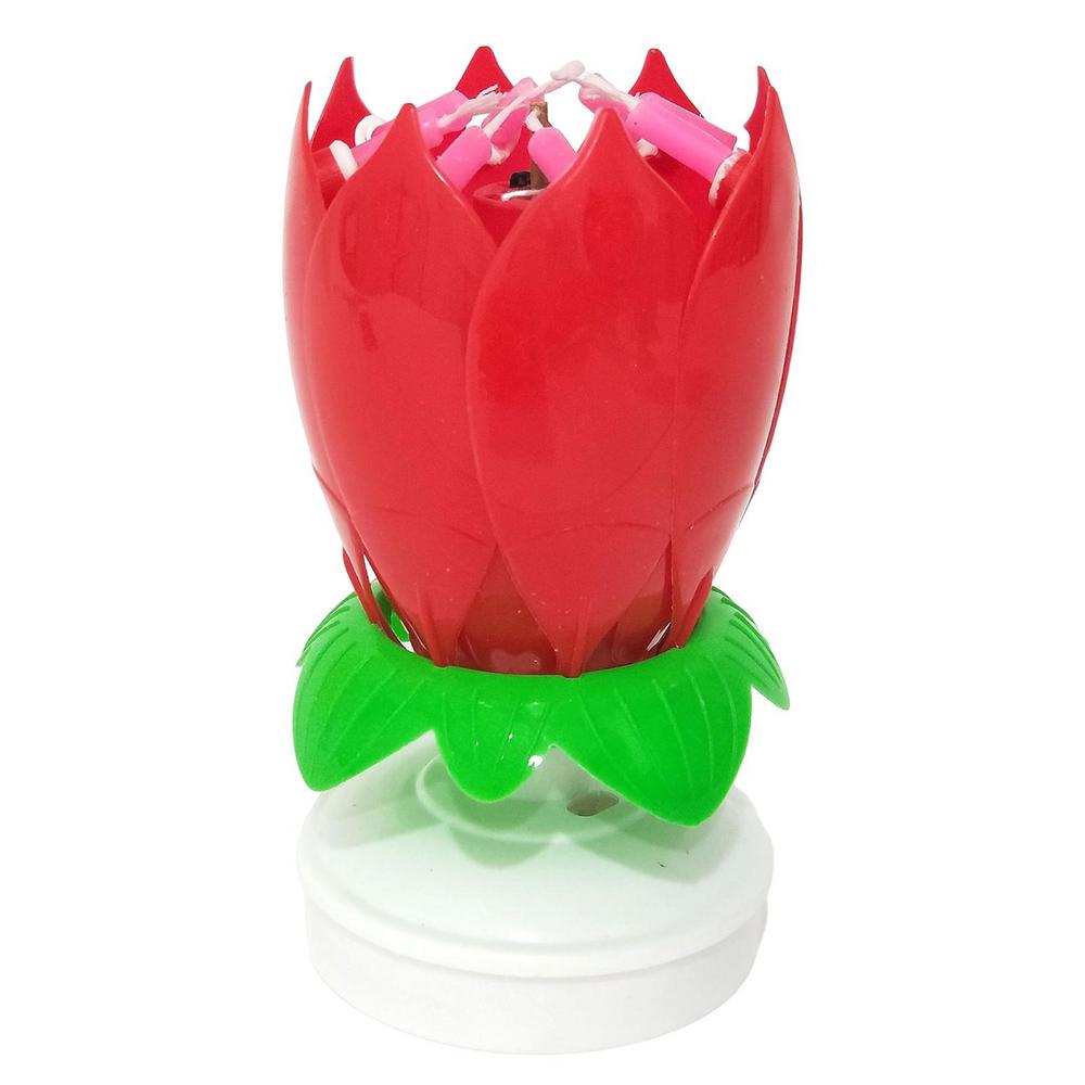 Curpgiee Musical Candle Flower Creative Rotating Musical Candle Singing ...