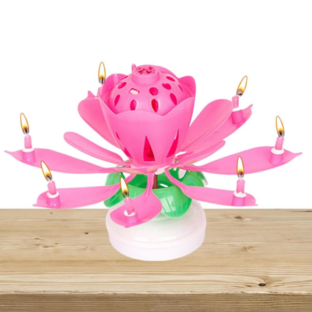 Curpgiee Musical Lotus Candle Creative Rotating Musical Candle Singing ...