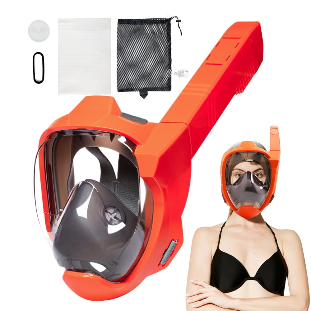 Curpgiee Snorkeling Gear for Adults Full Face Anti-Fog Diving Shield for Face 180 Panoramic View ...