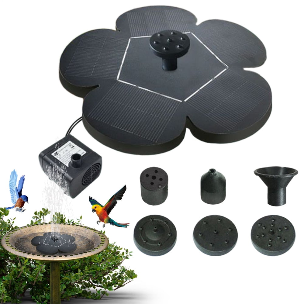 Curpgiee Solar Fountain Bird Bath Flower-Shaped Water Fountain Pump ...