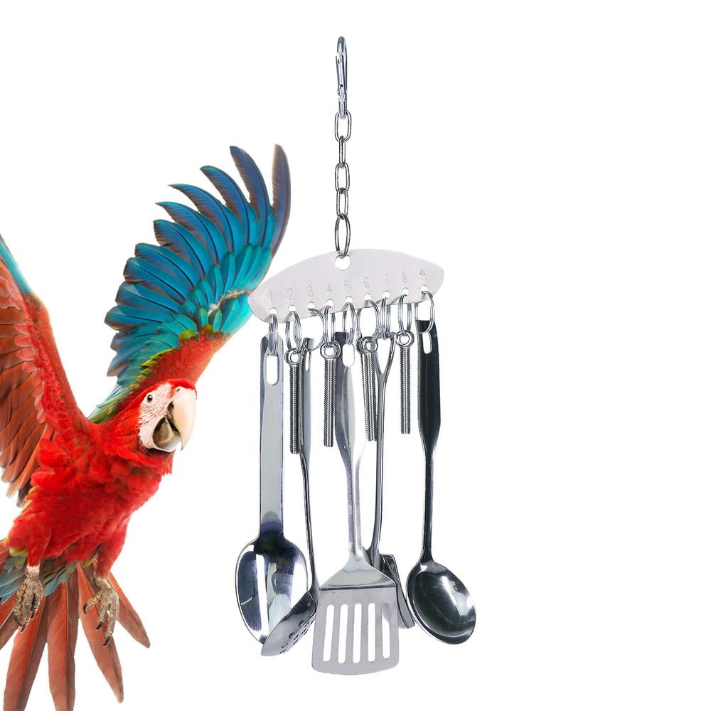 Curpgiee Stainless Steel Bird Toys Stainless Steel Parrot Bird Spoon ...