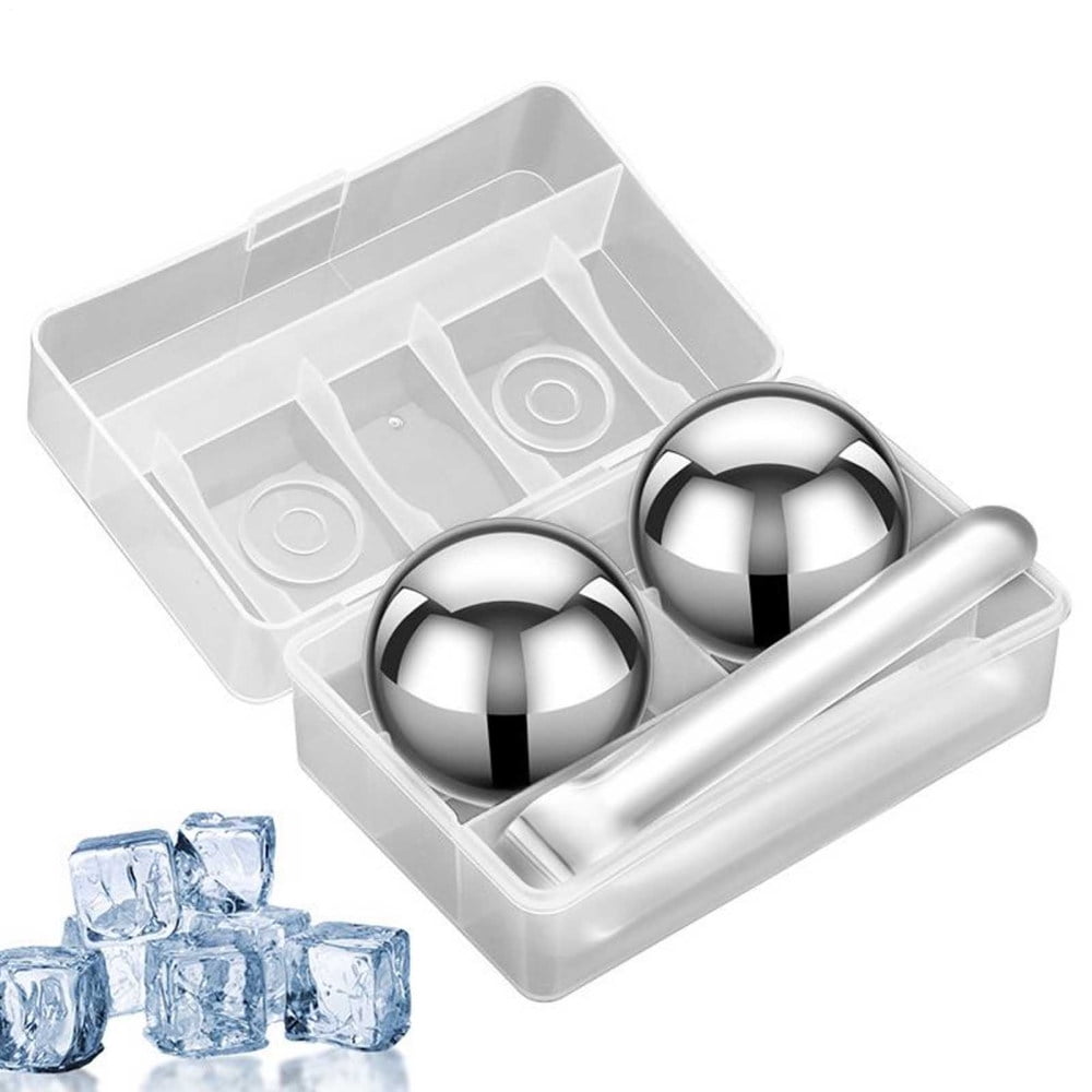 Curpgiee Stainless Steel Ice Cubes 2 Pieces 55mm Reusable Whiskey Ice ...
