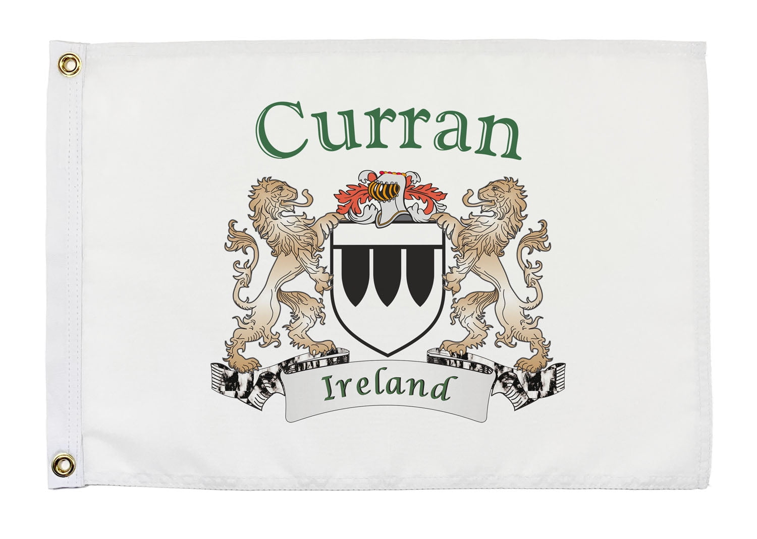Curran Irish Coat of Arms Small White Flag - 16"x10.5" inches - Walmart.com