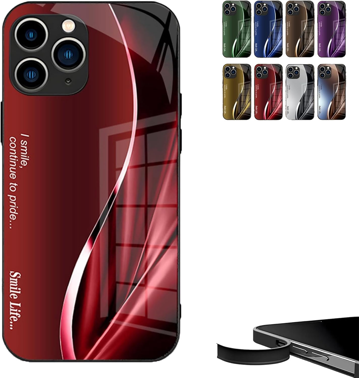 Curranet Dazzle Color Flow Case for iPhone,HD Gradient Glass Back Panel ...