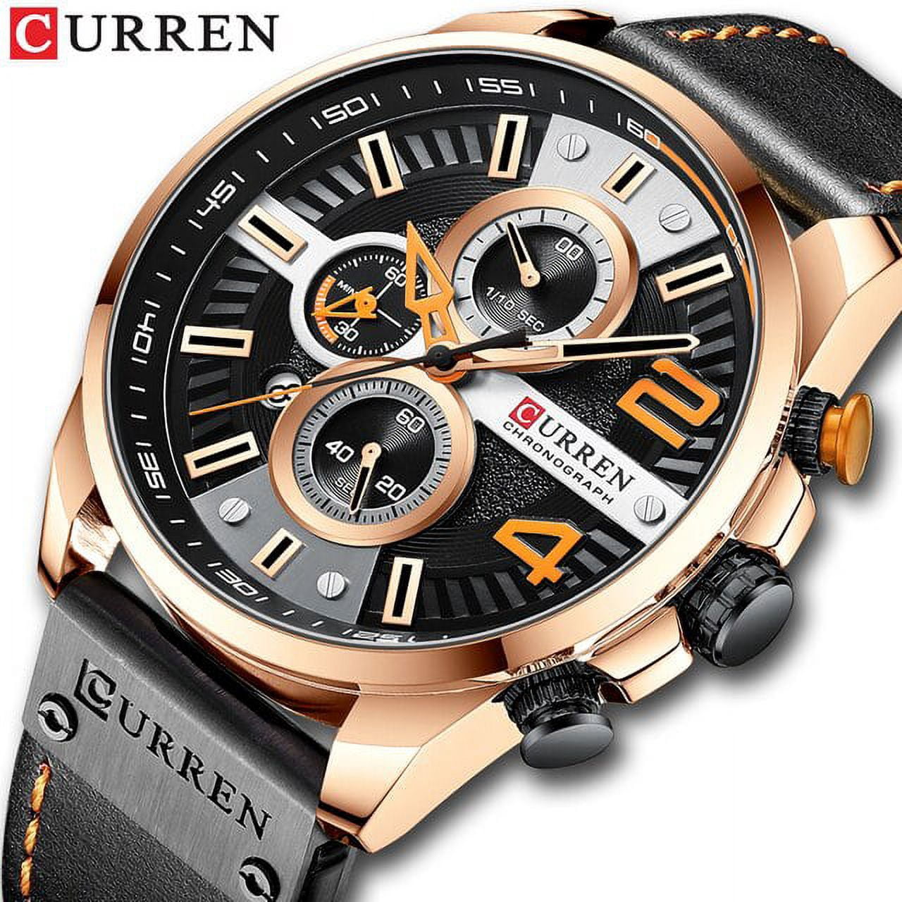 Curren New Watches For Mens Chronograph Leather Wristwatch Fashion ...