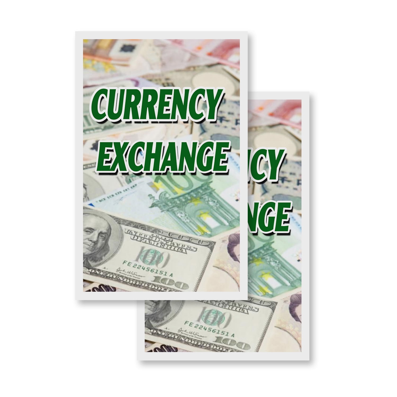 Currency Exchange (2-PACK) 24" x 36" Vinyl Decals | Sign Insert Peel ...
