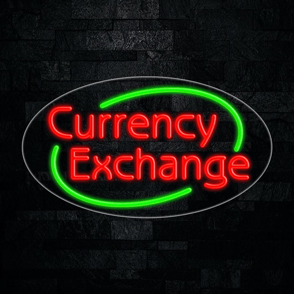 Currency Exchange LED Neon Sign 28"L x 16"H #34583 - Walmart.com
