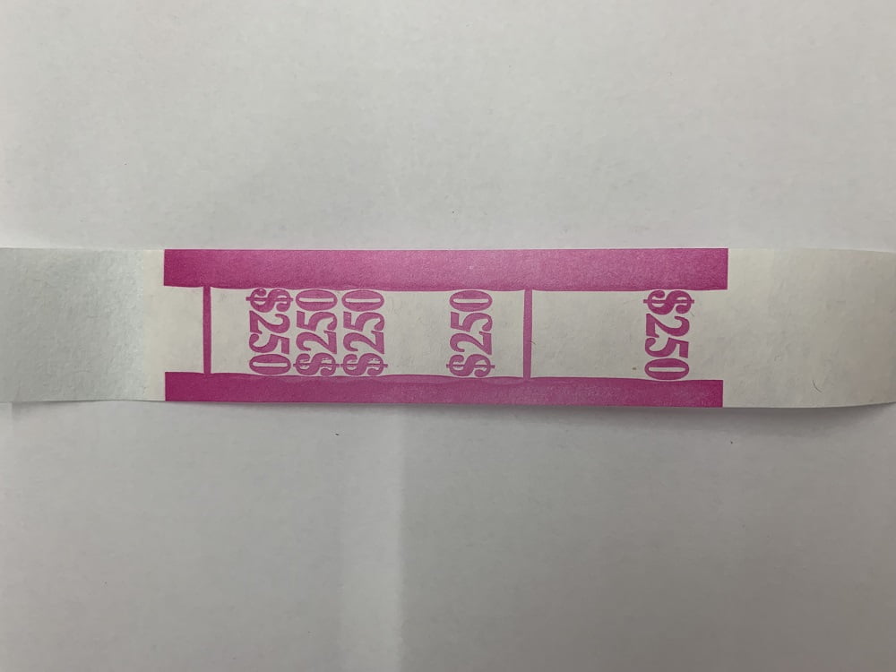 Currency Straps - Self Sealing Money Bands, $250-Pink, 100 pack, by NF ...