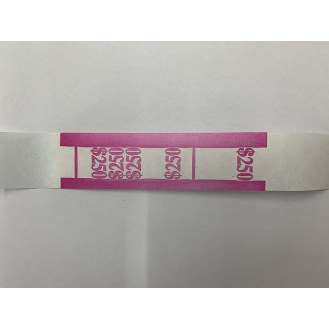 Currency Straps - Self Sealing Money Bands, $250-Pink, 100 pack, by NF ...
