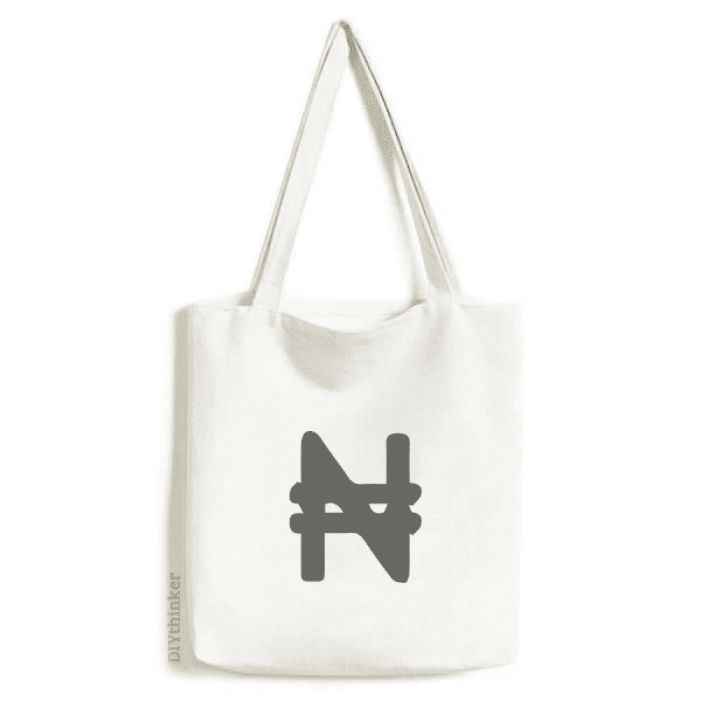 Currency Symbol Nigeria Naira NGN Tote Canvas Bag Shopping Satchel ...