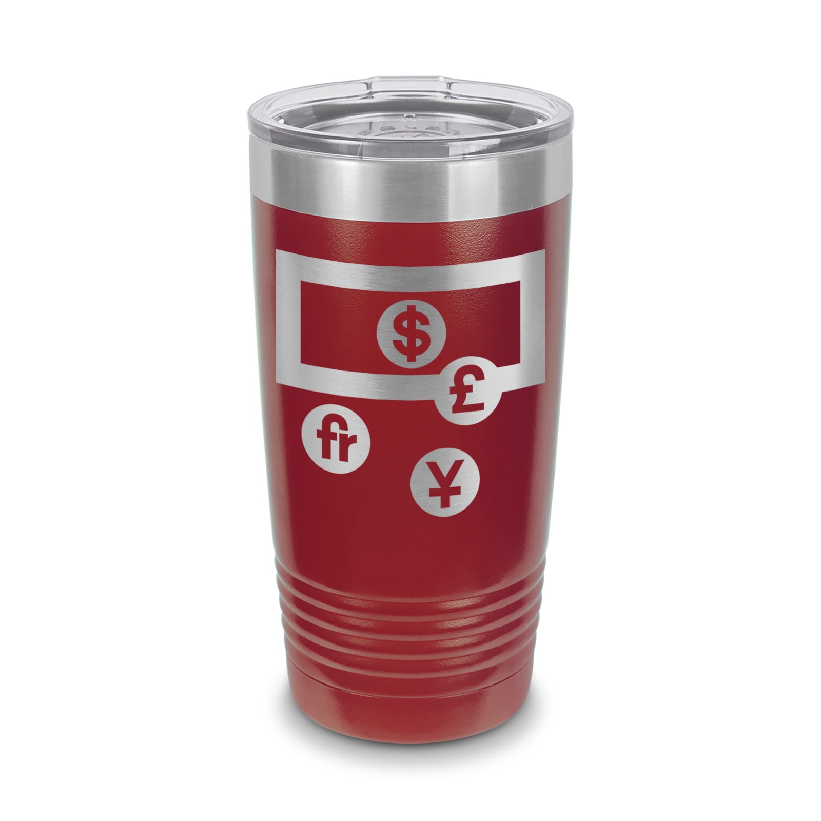 Currency Tumbler 20 oz - Laser Engraved w/ Clear Lid - Stainless Steel ...