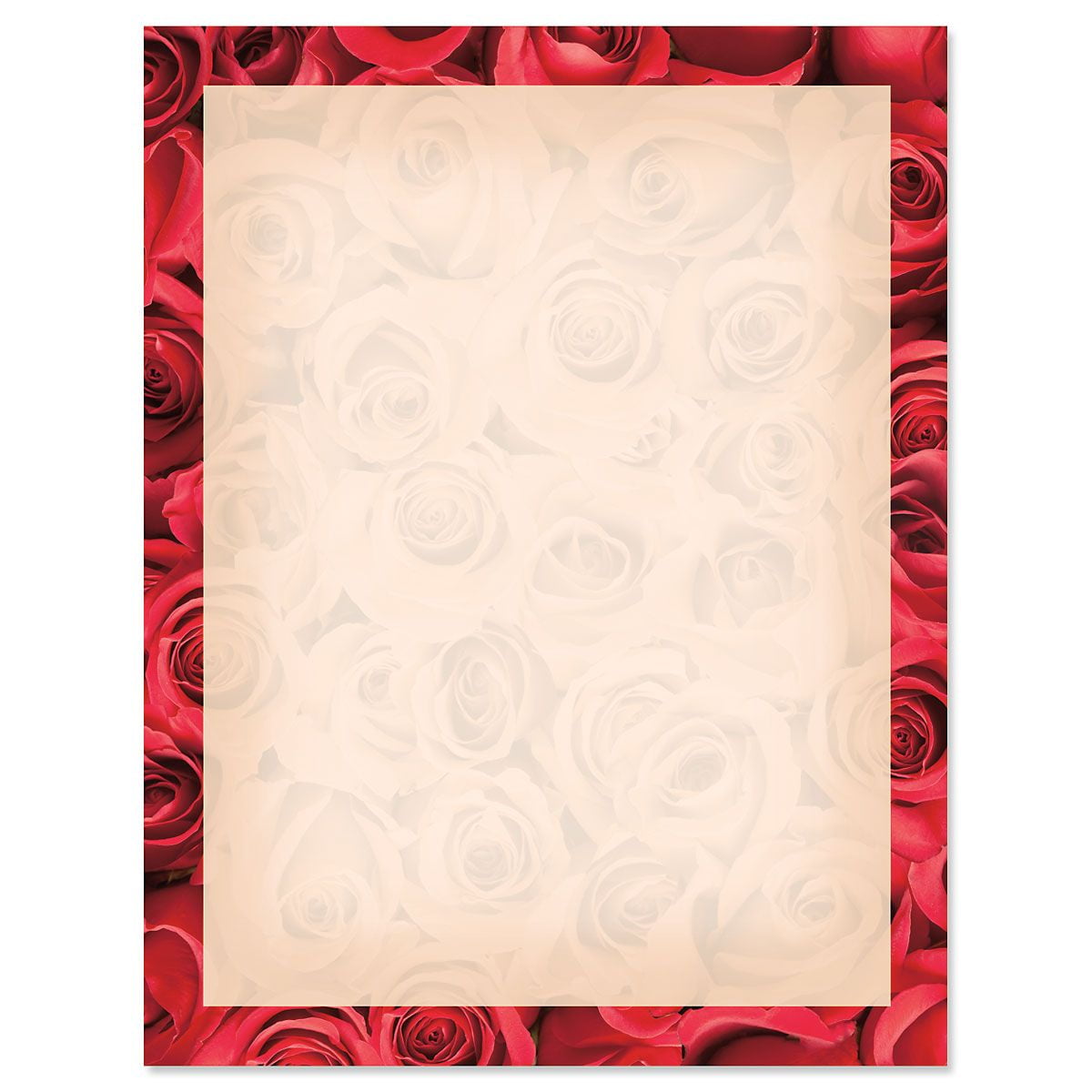 Current Bed of Roses on Cream Letter Papers - 8-1/2