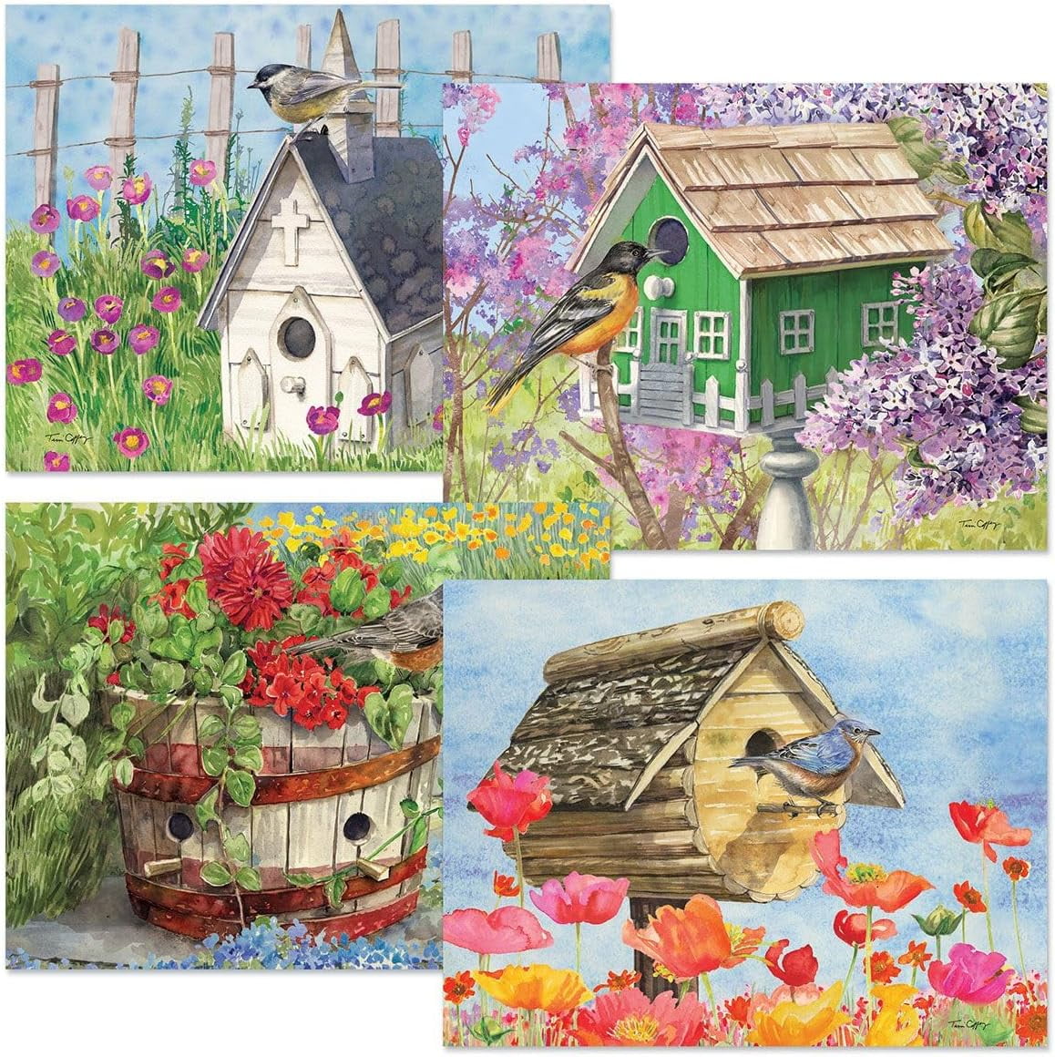 Current Birdhouse Note Cards - Set of 12, 4 Design Blank Inside 4 ¼ x 5 ...