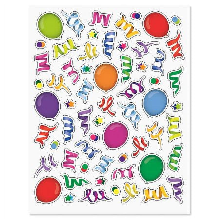 Current Birthday Streamer Stickers - 124 Stickers,Two 8-1/2" x 11 ...