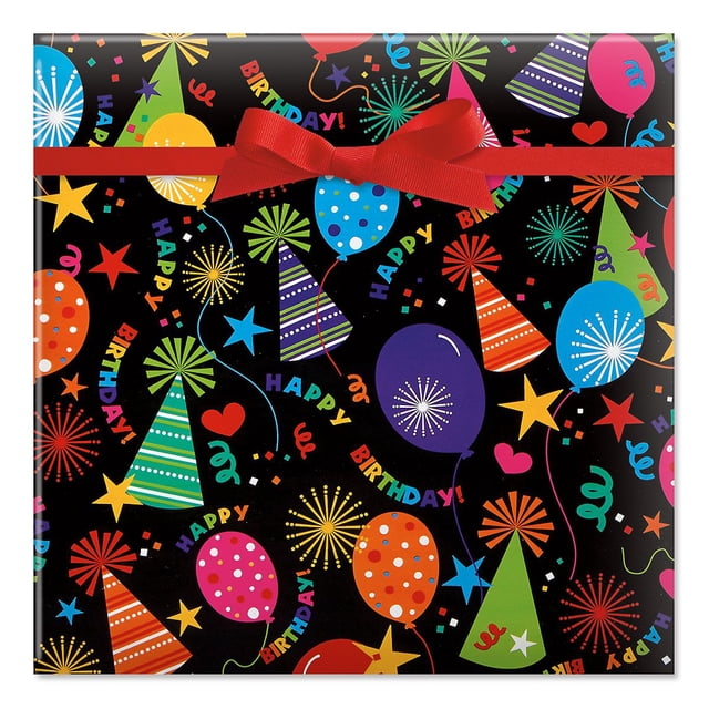 Current Heavyweight Birthday Hats Gift Wrap Paper, Jumbo Roll for Kids ...