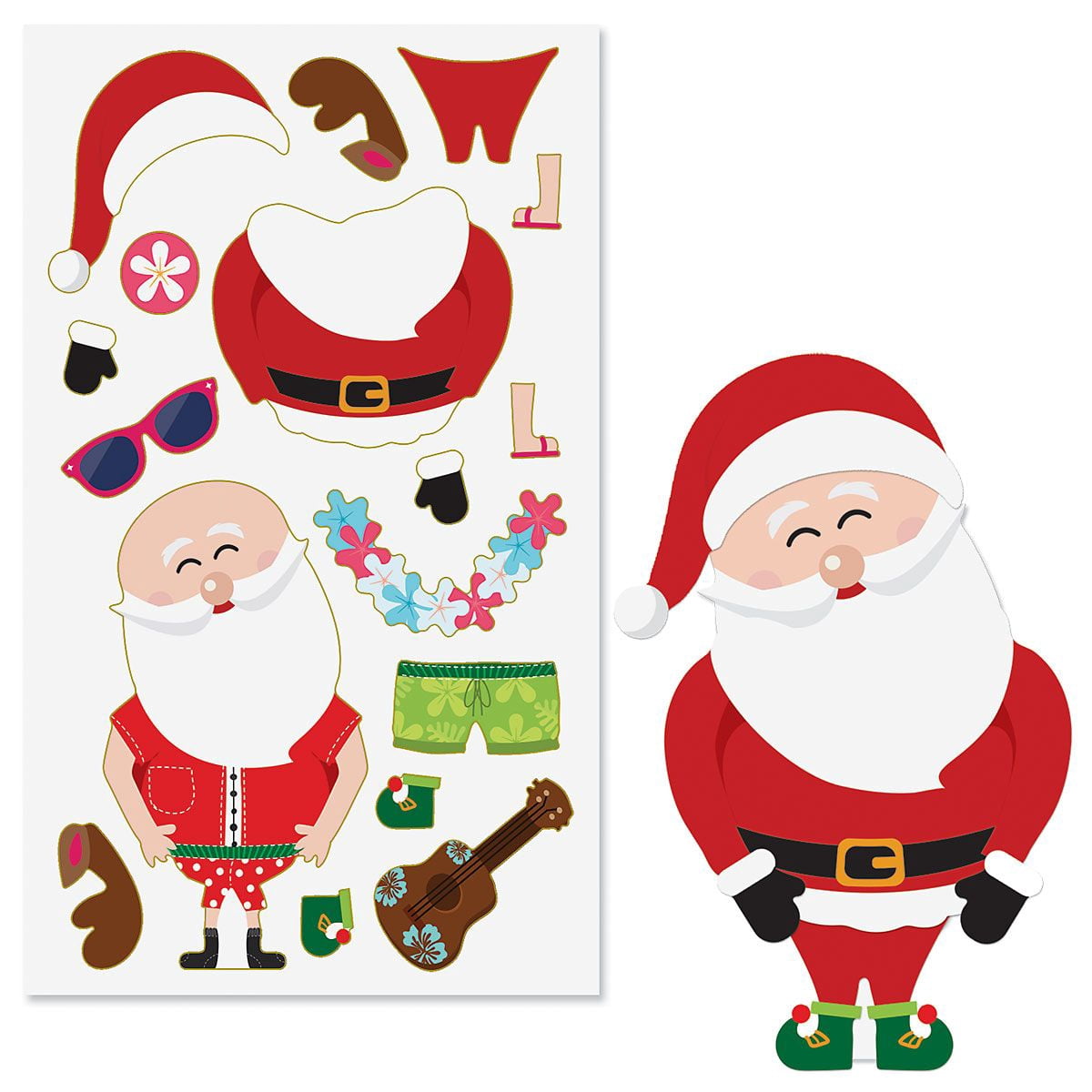 Current Build-Your-Own Santa Christmas Stickers Sheets, Makes 12 Santas ...
