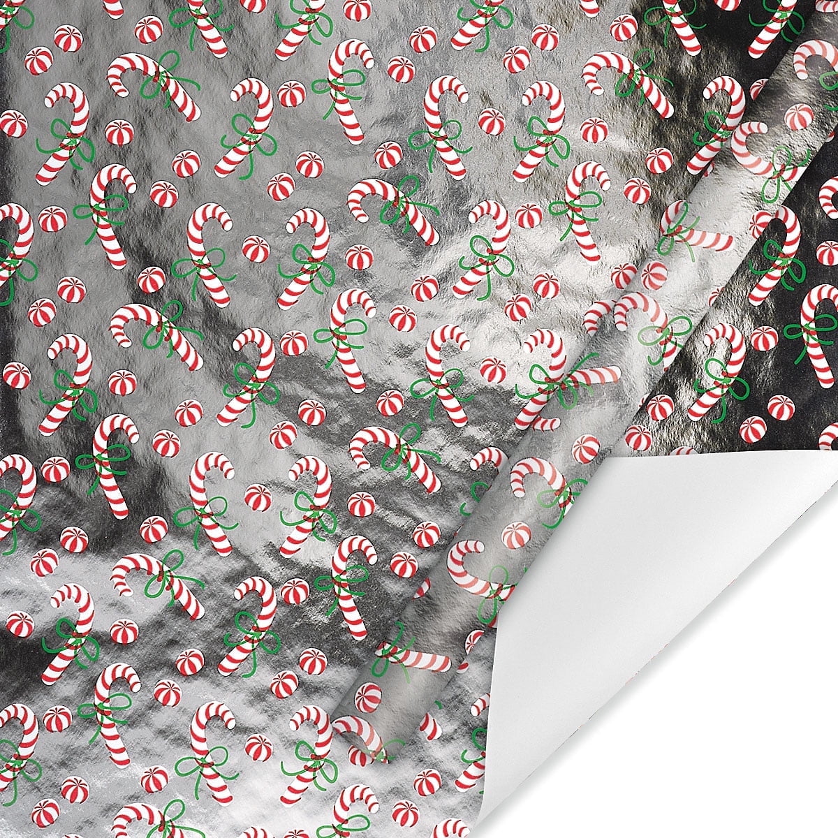 Current Candy Canes Foil Rolled Wrapping Paper - Premium Jumbo 23-Inch ...