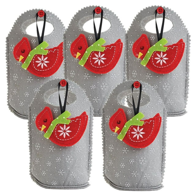 Current Cardinal Ornament Christmas Felt Treat Bags - Set of 5 Gift ...