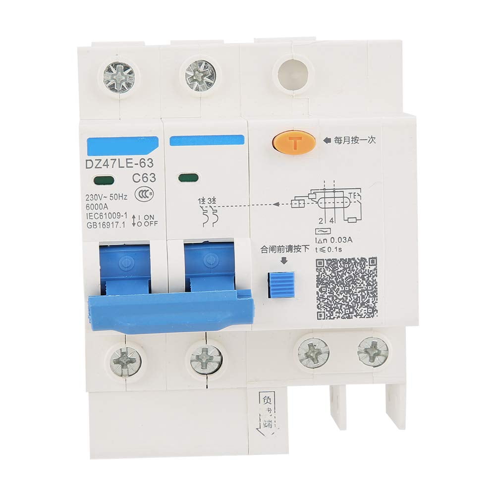 Current Circuit Breaker, Overload Protection Short Circuit 230V RCCB, Compact DZ47LE-63 30Ma for ...