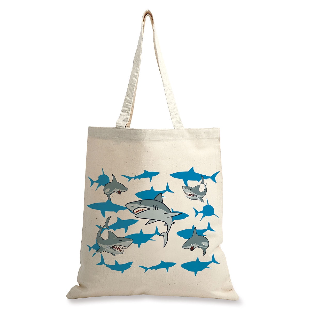 Current Cotton Canvas Tote - Shark Design, 100% Cotton Fabric, 15 inch ...