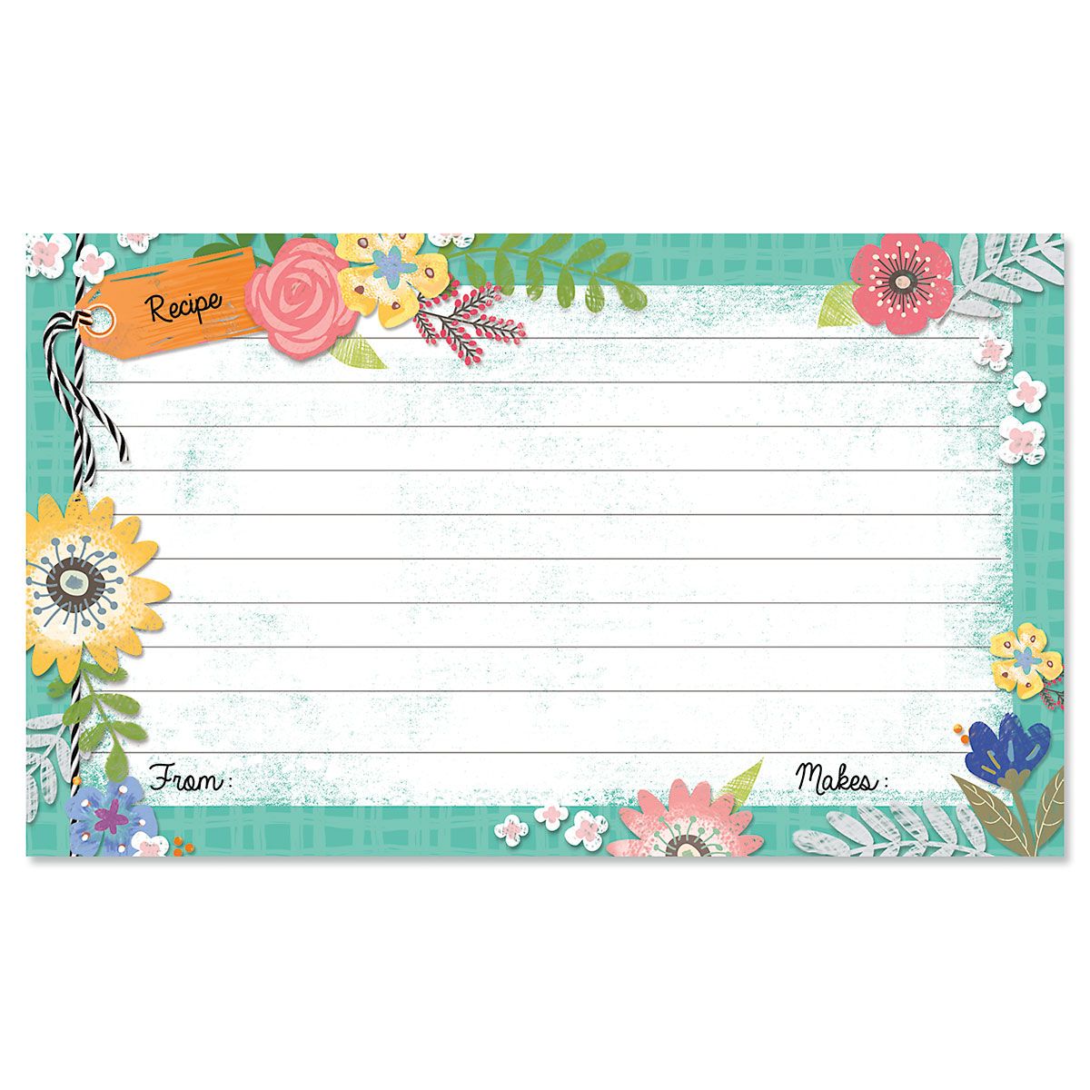 Current Country Floral Recipe Card Stock, Lined Finish, Multicolor, 3in ...