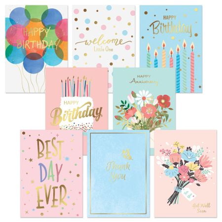 Current Deluxe Gold Foil Colorburst Greeting Cards Value Pack - Set of ...